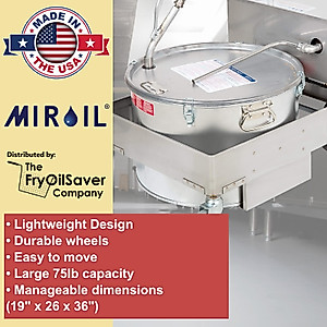 MirOil BD707 Fryer Filter Machine - Discard Trolley, Electric 75 pound Oil Capacity
