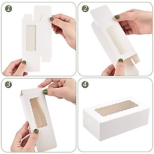 50 Pack Mini Cookie Boxes with Clear Window, 4.17 x 2.16 x 1.37 Inches White Kraft Paper Gift Boxes Bakery Boxes for 2 Macaron Treats Pastry