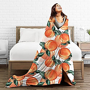Peach Fruit Theme Throw Blanket Cozy Plush Flannel Fleece Soft Bed Blankets for Sofa Couch Bedroom 60"X50"