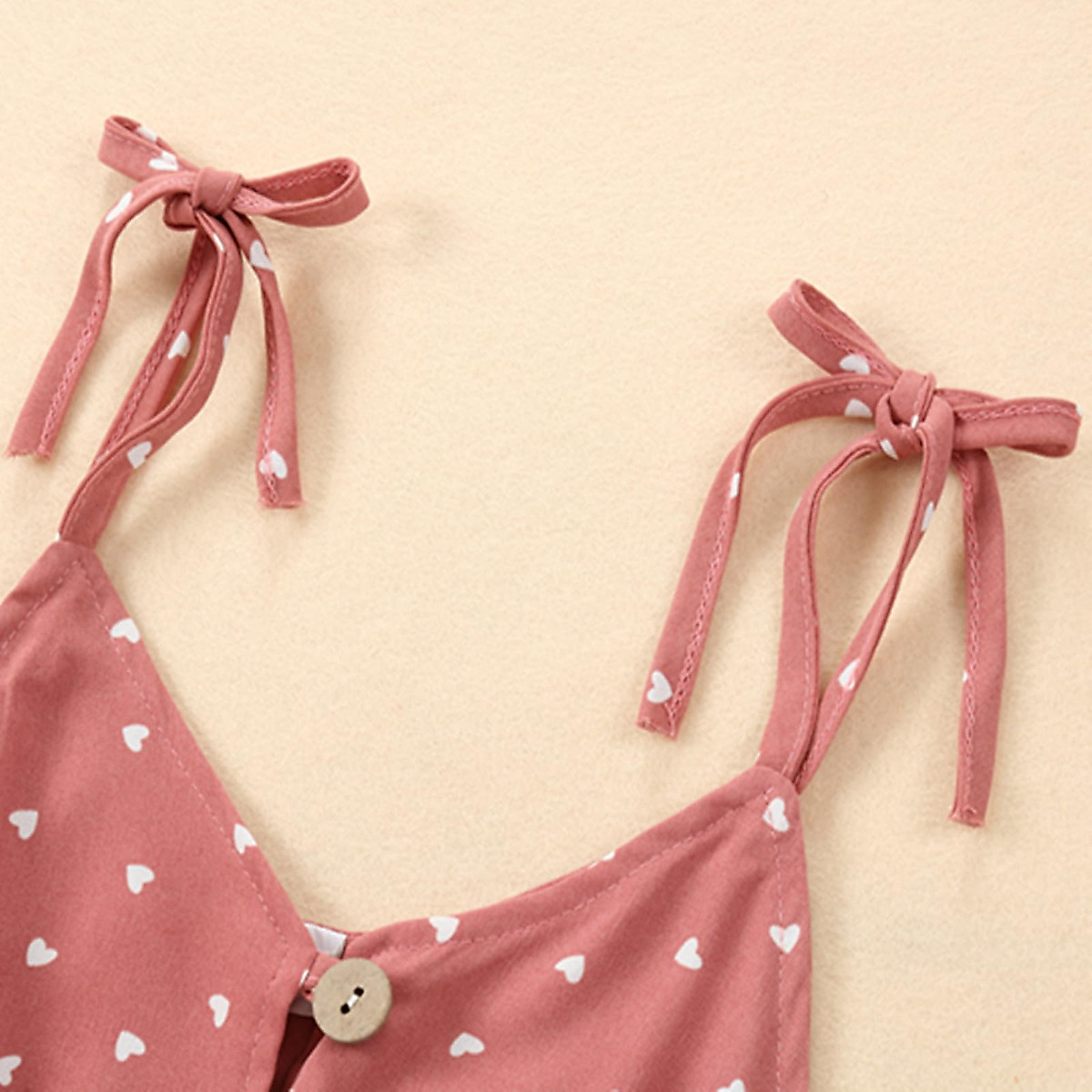 Tepuce 2T Girls Clothes Summer Baby Strap Sleeveless One Piece Halter Romper Casual Jumpsuit, Pink Heart 2-3T/100cm