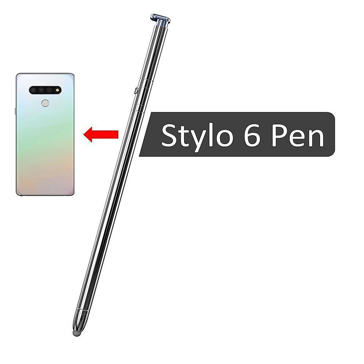 2 Pack LCD Touch Screen Stylus Pen Replacement Parts for LG Stylo 6,Stylo 6 Plus,Boost AT&T TracFone Verizon Xfinity T-Mobile Sprint Cricket (Holographic White)+ Type C Convertor