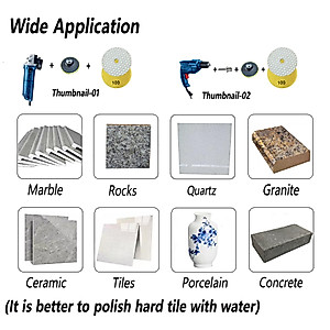 4 Inch Dry Diamond Polishing Pads, 11PCS Wet/Dry Granite Stone Buffing Pad Kit for Marble Concrete Countertop Quartz Tiles, 50-3000 Grit High Temperature Resistance Sand Pad for Drill Grinder Polisher