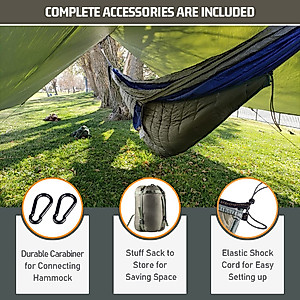 Under Quilts for Hammocks, HIKERBRO Ultralight Hammock Underquilt, Double Size Underquilt for Hammock Camping, Backpacking Army Green