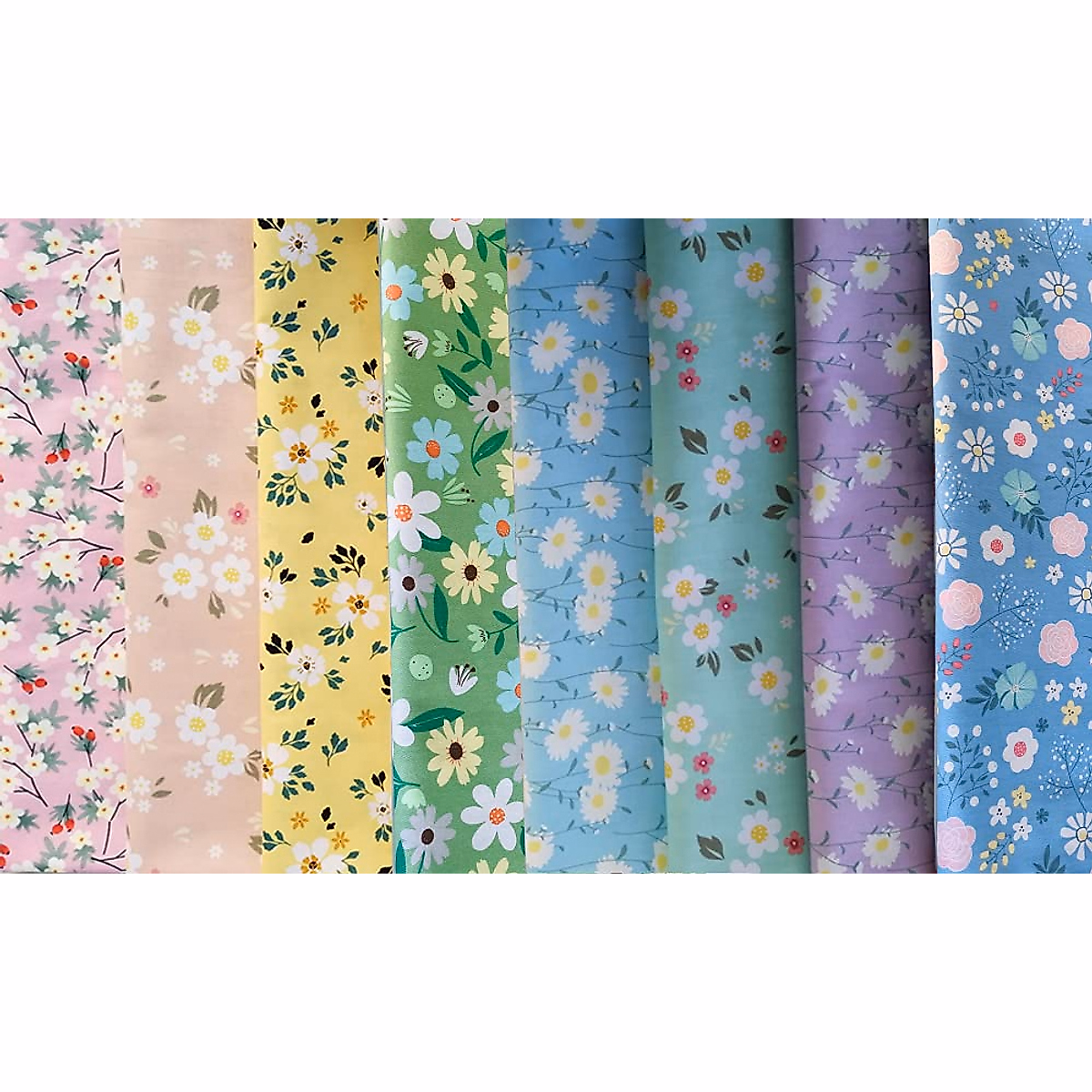 18" x 22" Fat Quarters Quilting Cotton Fabric Bundles for Sewing, 8 PCS Flowers