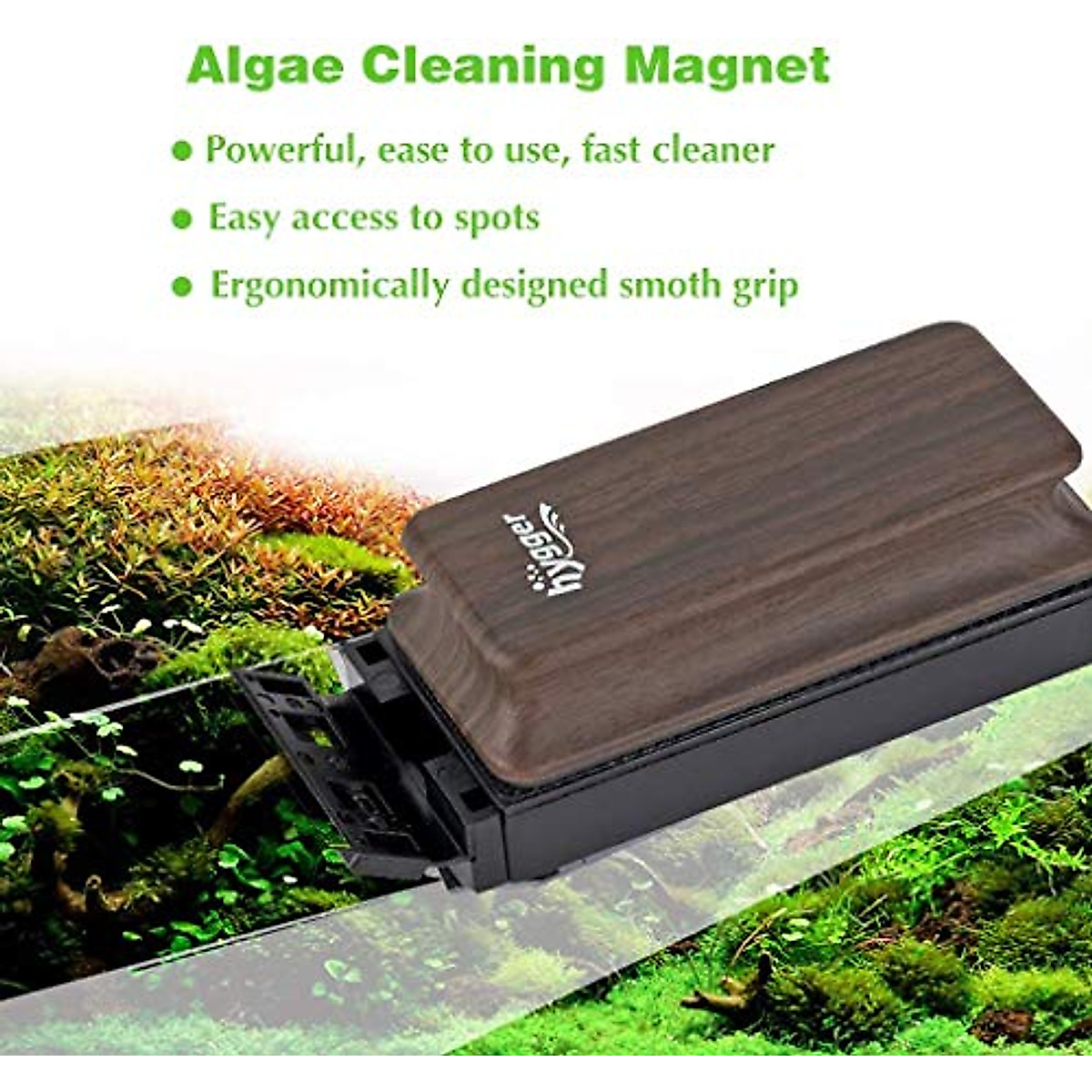 hygger Aquarium Strong Magnetic Cleaner Algae Magnet Cleaning Tool with Scraper Floating Brush for Fish Glass Tank M