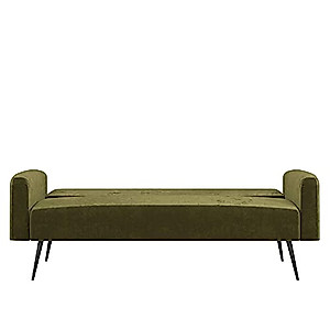 Novogratz 2360979N Z Stevie, Convertible Sofa Bed Couch, Green Velvet Futon
