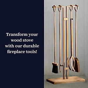 25" Brass Plated Iron Fireplace & Pit Poker, Fireplace Tool Accessory, Chimney Poker Indoor & Outdoor for Camping, Rust Resistant Finish with a Golden Touch, Fireplace Brush