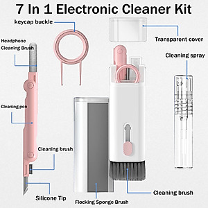 7-in-1 Keyboard Cleaner Kit, Cleaning Tool for Airpods Headphones,Keyboard Earbuds Case & Computer, Deep Cleaning Kit with Screen for Airpods 1/2/3/ Pro, Earphones,Laptop and Camera