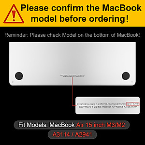 Yebiseven Case for MacBook Air 15 inch M3/M2 2024 2023 Released Model A3114/A2941, Plastic Hard Shell Laptop Case with Keyboard Cover & Trackpad Film & 2 OTG Adapters, Art Whale