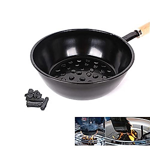 Ochine Chimney Charcoal Starter Pot BBQ Grill Tools Chimney Lighter Basket Canister Camping Burner Pot Chimney Starter Basket Pot Camping Barbecue Brazier with Wood Handle for Grilling Coal Burner