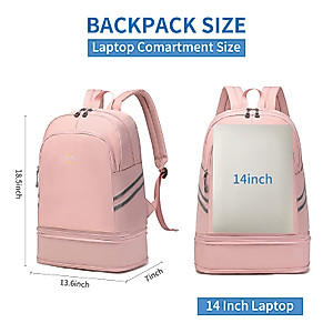 SHOULDCAT Gym Backpack for Women with Shoe Compartment & Wet Pocket & Lunch Compartment, Waterproof Gym Bag Laptop Purses(Geen)