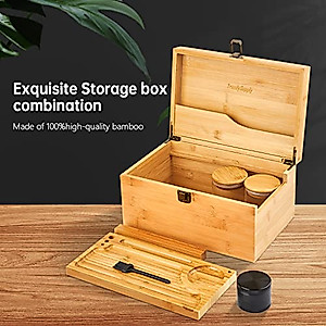 TrendySupply Storage Box with Movable Tray, Smell Proof Jar, Premium Decorative Wooden Bamboo Box, Extra Large Storage Space for Accessories (Original)