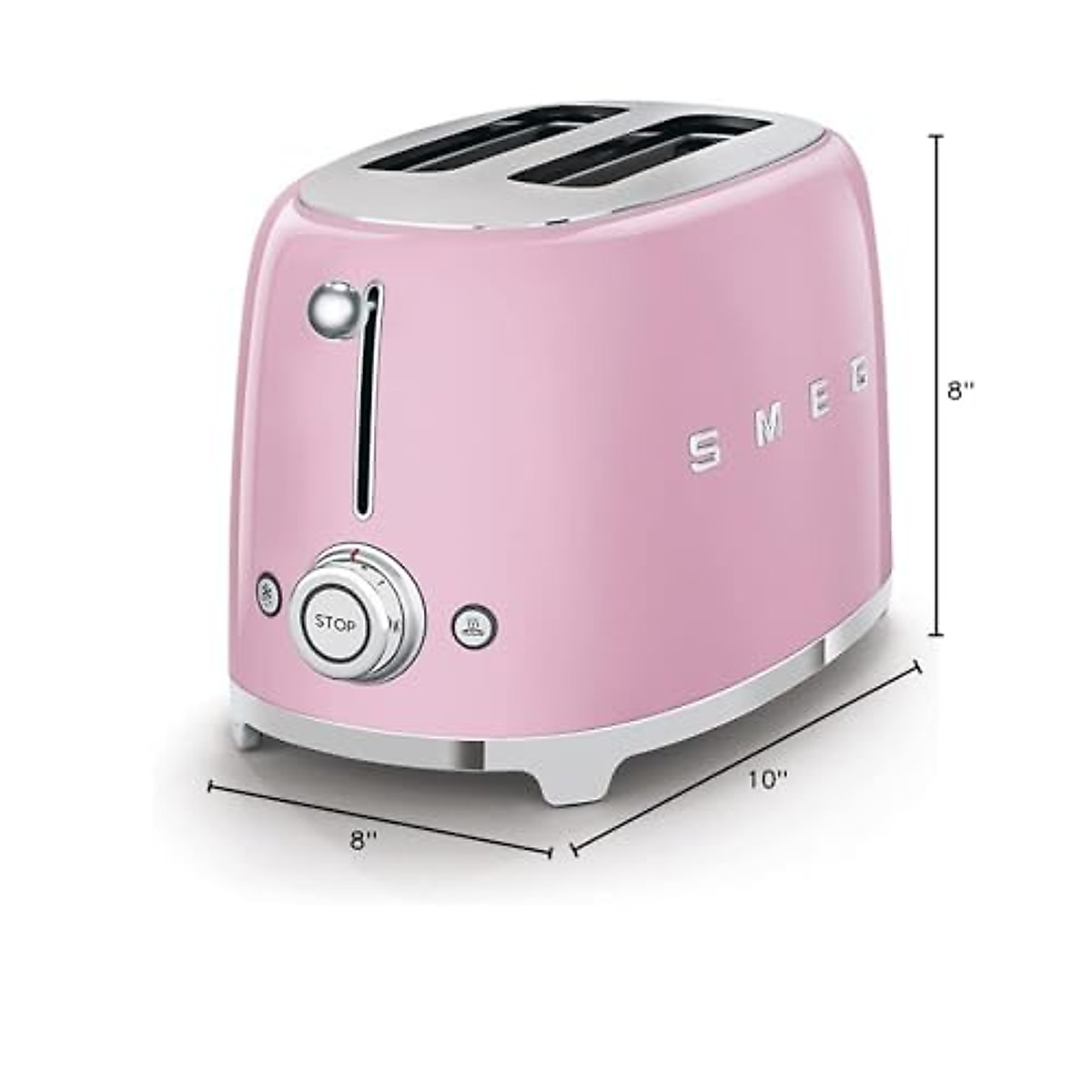 SMEG 2 Slice Toaster with Sandwich Rack Combo, Pink