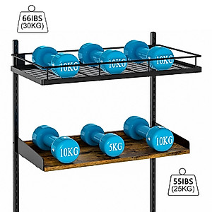 Zitaloken Hanging Pots and Pans Organizer, 2 Packs Adjustable Kitchen Shelves Wall Mounted, Pot Lid Holder Cookware & Cutting Board Storage Rack with 18 Hooks,Matte Black