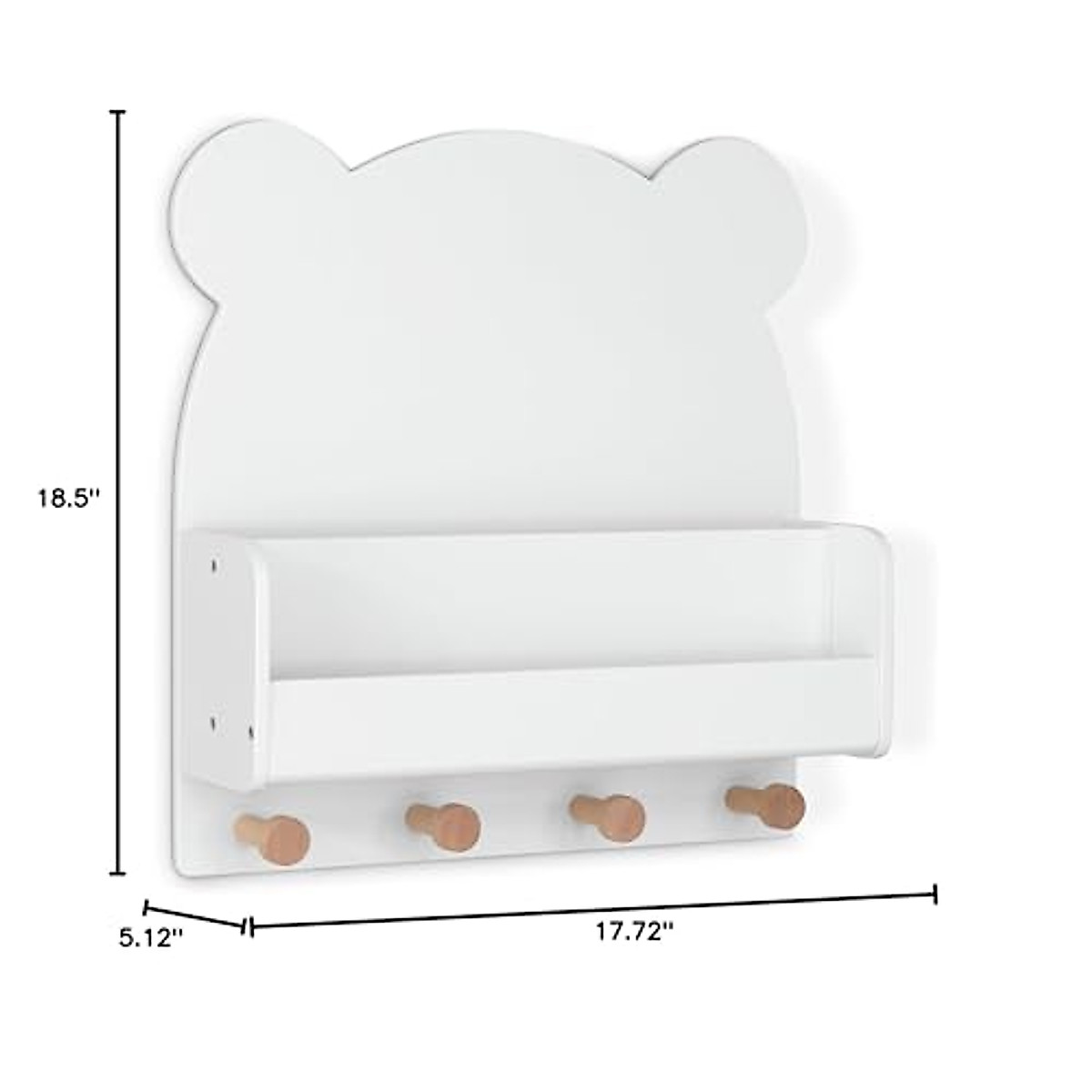 babyGap by Delta Children Brannan Bear Wall Shelf with 4 Hooks, White
