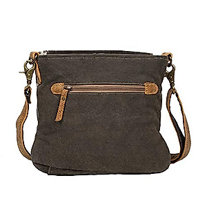 Myra Bag Azure Upcycled Canvas & Cowhide Leather Shoulder Bag S-1266