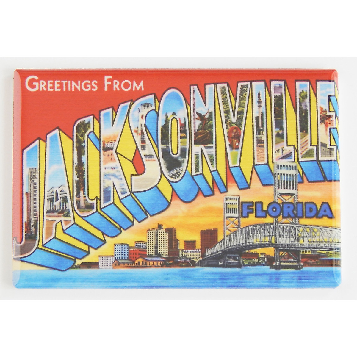Greetings from Jacksonville Florida Fridge Magnet (1.75 x 2.75 inches)