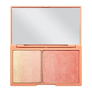 I Heart Revolution Peach and Glow Highlighter Duo, Peach & Chocolate Duo Shimmer, Highlighter & Blush, Mini Compact Palette, Vegan & Cruelty-Free, 0.38 Oz