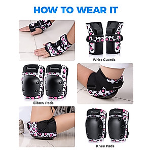 BOSONER Adult/Women/Kid Knee Pads Elbow pads Wrist Guard 6 in 1 Protective Gear Set for Skating Skate Skateboarding BMX Bicycle Inline Roller for Men Women Child Kids