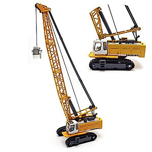 Tipmant Children Alloy Die-cast Car Model Toy Excavator Truck Digging Cable Engineering Vehicle Tower Crane Collection Gift for Kids Scale: 1:87