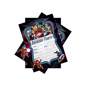 DTBBKSY 24PCS Superhero Birthday Invitations,Superhero Party Invitations, Superhero Birthday Party Supplies Decoration (Invitations 24pcs)