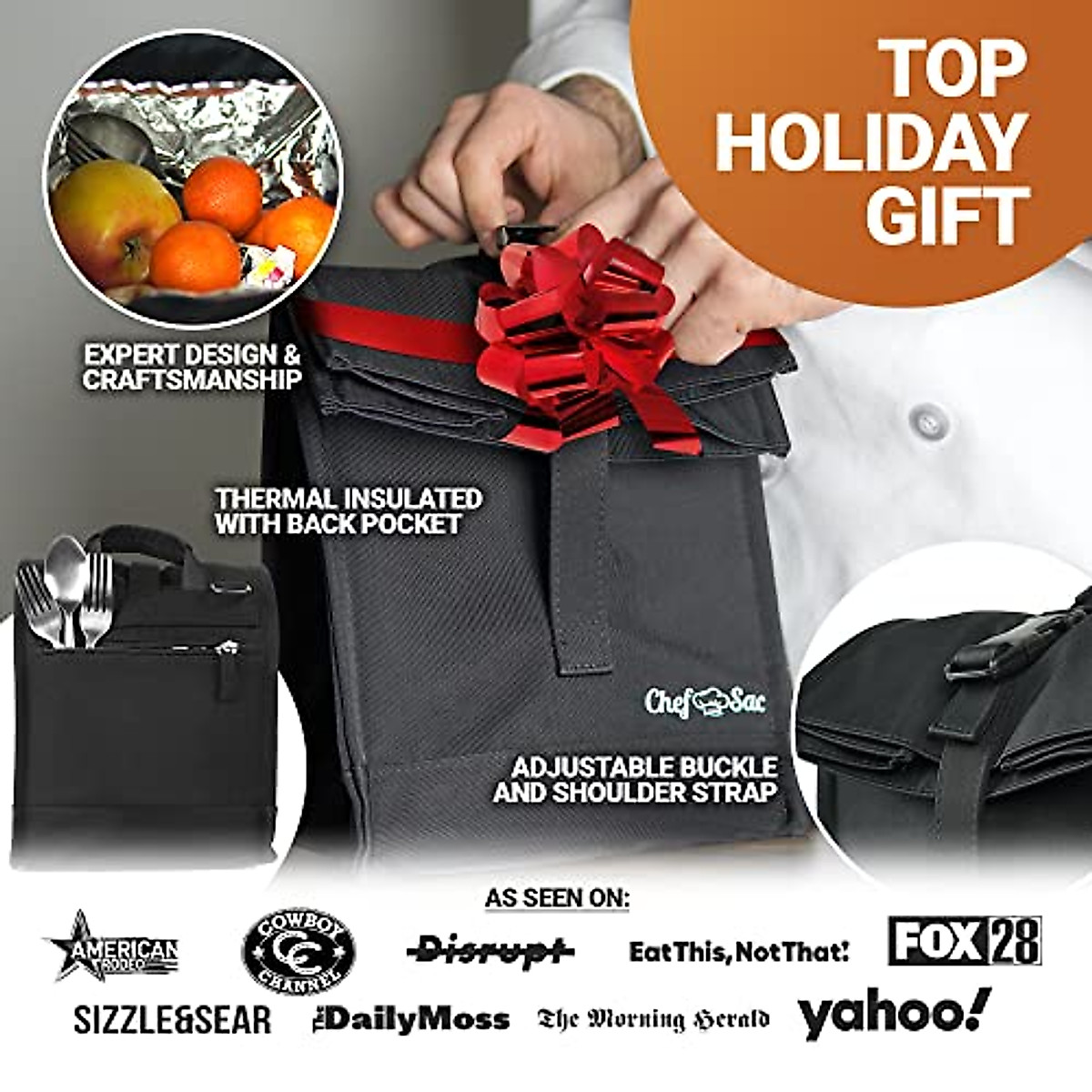 Insulated Lunch Bag | Adult Lunch Bag | Reusable Lunch Bags | Thermal Lunch Bag | Lunch Bag with Strap | Lunch Bag for Men | Women Lunch Bags for Work | Lunch Bags for Women (Black)