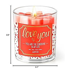 AOOVOO Anniversary Candle Gifts for Her - Rose Scented Love You Candle Gift, Romantic Candle for Valentines Day,Scented Candle, 9 oz Soy Wax