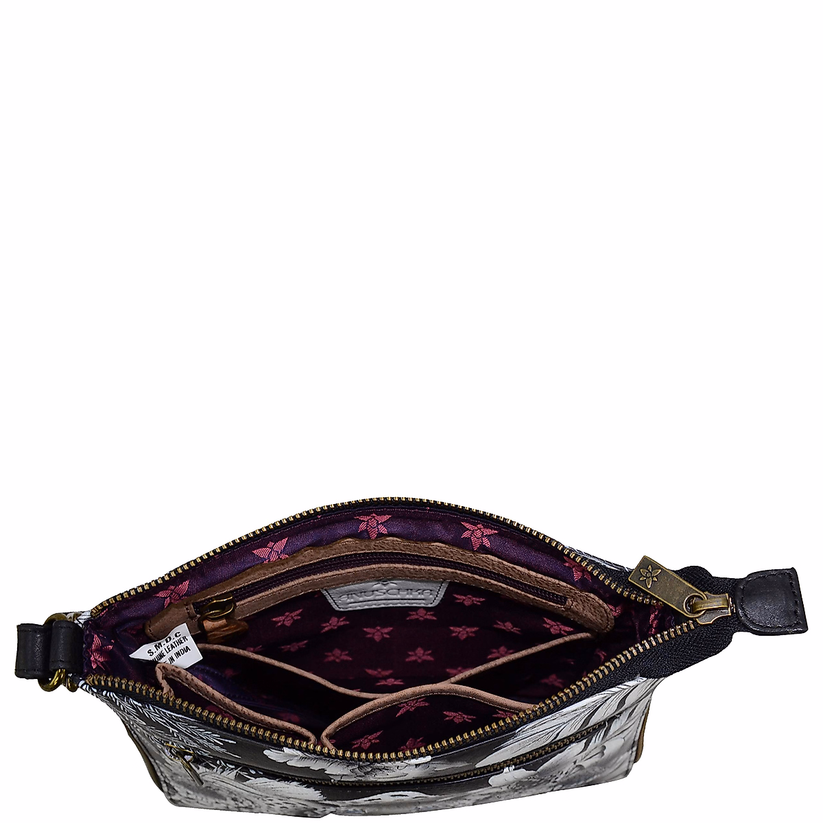 Anuschka Women’s Hand-Painted Genuine Leather Expandable Travel Crossbody - Cleopatra's Leopard