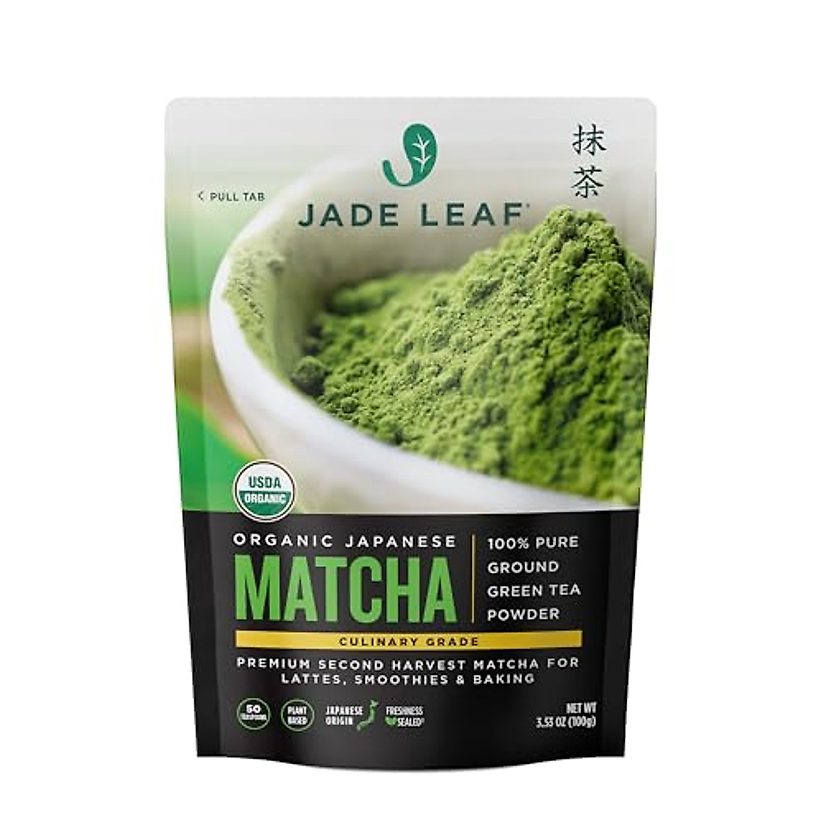 Jade Leaf Matcha Organic Green Tea Powder, Culinary Grade, Premium Second Harvest - Authentically Japanese (3.53 Ounce Pouch)