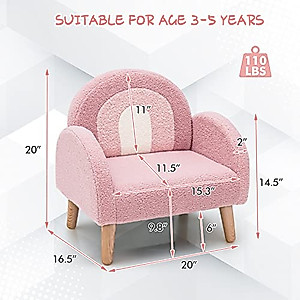 INFANS Kids Sofa, Toddler Armchair with Solid Wooden Frame Anti-Tipping Design Plush Fabric, Upholstered Children Chair for Kindergarten Playroom Preschool, Gift for Boys Girls, Toddler Couch