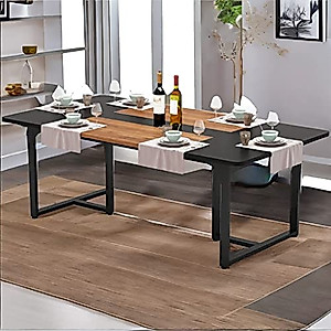 Tribesigns 70.87‘’ Dining Table, Industrial Kitchen Table for 8 Person, Rectangular Dinner Table with Strong Metal Frame, Wooden Large Long Dining Room Table for Big Family