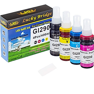 Lucky Bridge 400ml GI290 Compatible Refill Ink for GI-290 GI290 Color Ink Kit for Canon PIXMA G4200 G4210 G3200 G1200 G2200 Printer 100ml for 1BK 1M 1C 1Y(4PK=400ml)-US