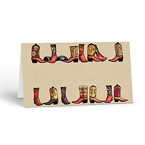 Stonehouse Collection | Western Theme Place Card | Ranch Themed Name Card | Cowbow Boots Table Tent Name Card for Birthday Party | Wedding, Dinner, Name Card | 25 Count (Cowboy Boots)