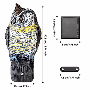 Plastic Owl to Keep Birds Away,Owl Scarecrows with Flashing Eyes&Frightening Sound,Owl for Bird Control for Garden Yard Outdoor
