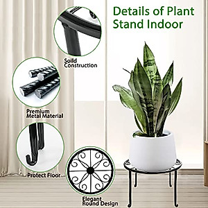 Metal Plant Stand 5 Pack Plant Stands for Indoor Outdoor Plants Multiple Heavy Duty Flower Pot Stand Holder Rustproof Iron Round Plant Shelf for Planter Outdoor Plant Stand for Patio & Garden Decor (Black)