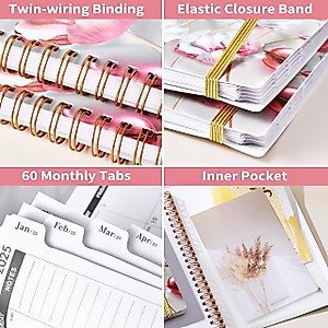 2024-2029 Monthly Planner Spiral Bound - 5 Year Monthly Planner/Monthly Calendar 2024-2029, Jul. 2024 - Jun. 2029, 6.4" x 8.5" - Pink Flower
