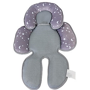 Long-Ci Baby Car Seat Pad Reversible with Head Neck Body Support for Stroller in Velvet Star