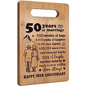 50th Anniversary Wedding Gifts for Couple, 50 Years Anniversary Wedding Gifts, Wedding Anniversary Cutting Board, 50 Years as Mr and Mrs, 50 Year Golden Wedding Gifts for Him Her, Husband Wife