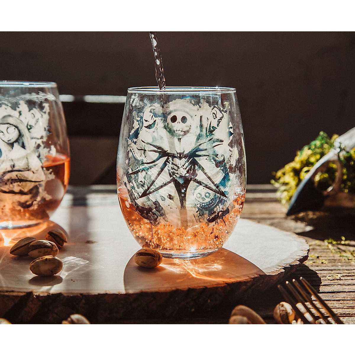 Silver Buffalo Disney Nightmare Before Christmas Stemless Wine Glass Set, 20-Ounce, Set of 2