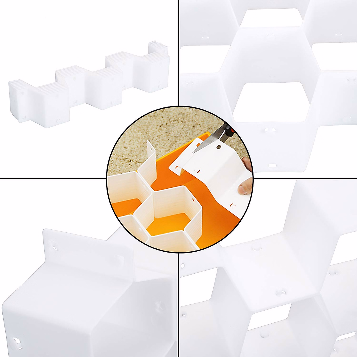 Foraineam 3 Pack Honeycomb Drawer Organizer Plastic Partition Cabinet Clapboard Storage Boxes Closet Organizer Drawer Dividers