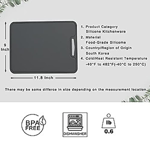 Jovely Premium Thick & Flexible Silicone Cutting Mat, BPA Free, Knife Friendly, Non-Toxic, Anti-Slip, Dishwasher Safe, Space Saving, Easy Grip Handle, Ergonomic Design, Chopping Board (Grey, Medium)