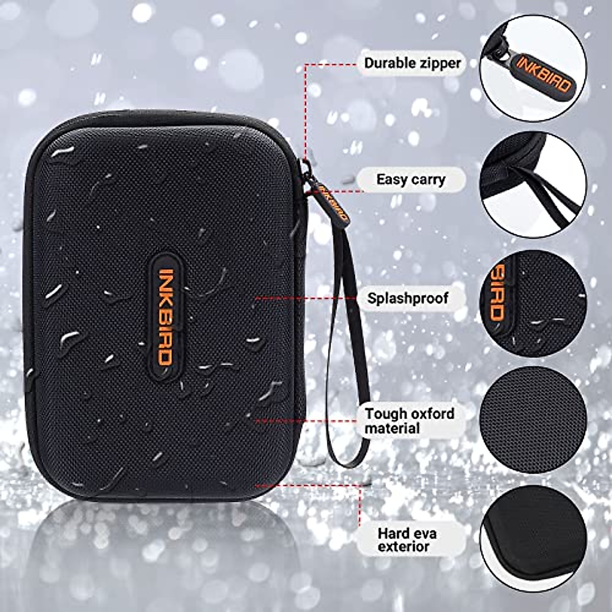 6.7x4.7x3 Inch Carrying Case for Grill Thermometer IBT-4XS, IBBQ-4T, IBT-4XC,IBT-4XP, INKBIRD Hard Drive Protective Carrying Case, EVA Storage Case for Thermometer ThermoPro & Soraken & Weber