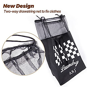 AXJ Canvas Large Laundry Bag XL, Heavy Duty Canvas Dirty Clothes Hamper, Laundry Basket(Uprightable) with Handles, Straps and Drawstring Net, Volume 55L (Black)