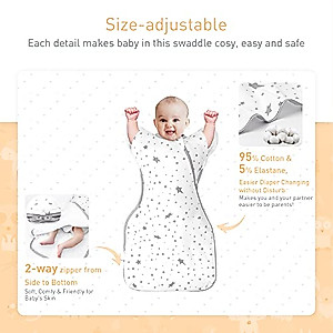 Knirose 3-Way Wearable Swaddle Blankets Sleep Sack with Arms Up Self-Soothing, Easy Diaper Changing Sleeping Bag for Baby Boy Girl Newborns Transitions to Arms-Free Calms Startle Reflex Better Sleep