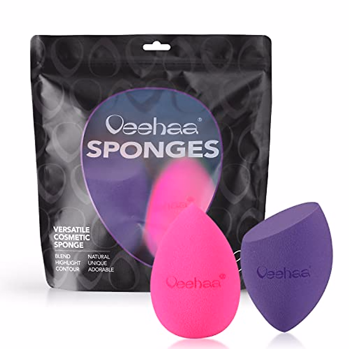 Veehaa 2PCS Makeup Sponge Set, Latex Free Makeup Blender for foundation, Makeup Sponges egg shaped, Makeup Sponges for all areas