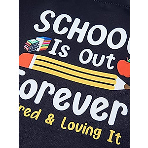 Teacher Retirement Gift - Black Canvas Tote Bag with Pocket, Happy Retirement Gift Teacher Appreciation Gift