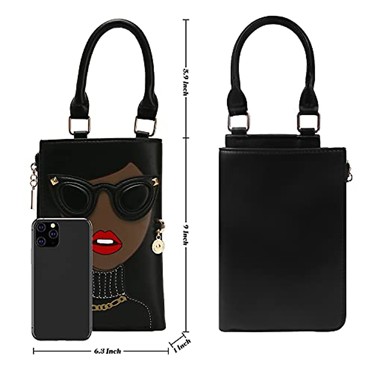 Emprier Women Novelty Lady Face Purse Satchel Bags Funky Personalized Tote Handbags Crossbody Shoulder Bags
