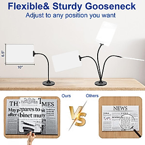 4X Magnifying Glass for Reading, 10"x6.5" Hands Free Magnifier with Stand, Large Full Page and Flexible Gooseneck for Senior Low Vision and Macular Degeneration When Sewing, Needlepoint, Reading