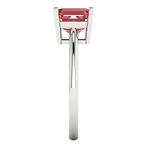 Clara Pucci 2.0 ct Asscher Cut Solitaire Natural Garnet Bridal Designer Anniversary Engagement Ring 14k White Gold