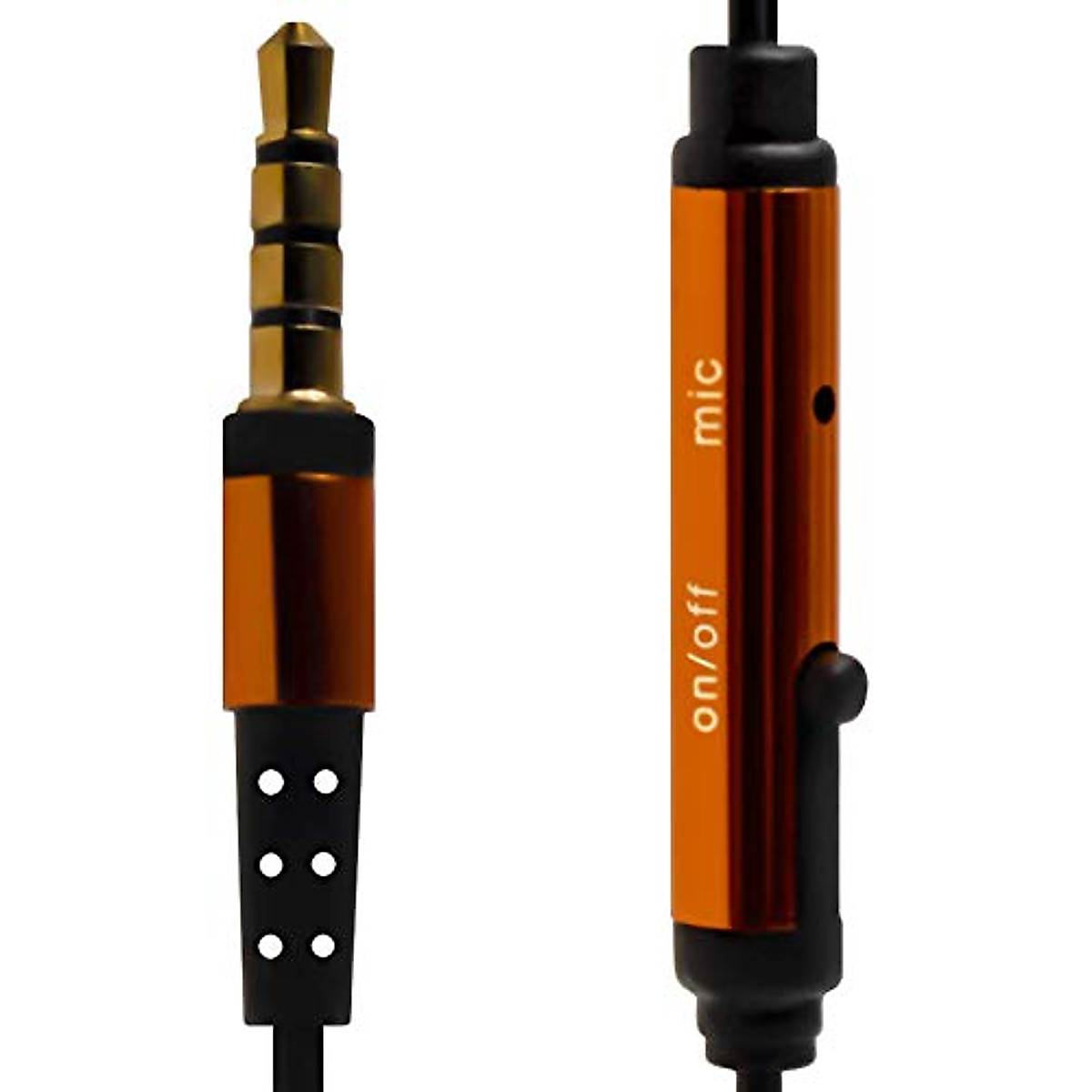 Bastex Universal Earphone/Ear Buds 3.5mm Stereo Headphones in-Ear Tangle Free Cable with Built-in Microphone Earbuds for iPhone iPod iPad Samsung Android Mp3 Mp4 and More-Gold/Black